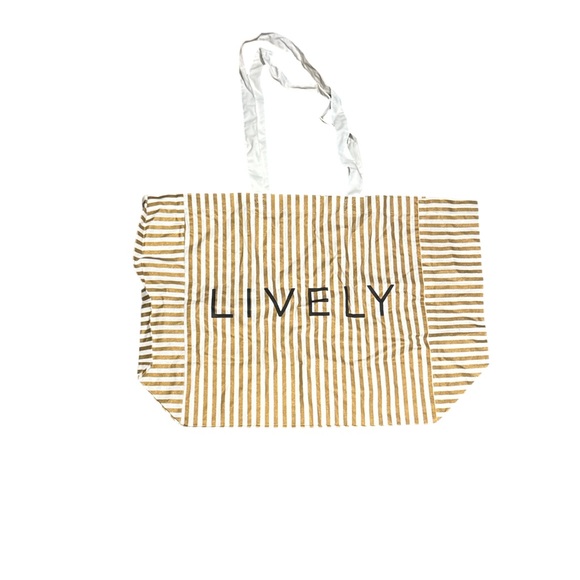 Lively | Bags | Lively Gold And White Striped Tote Bag With Bold ...